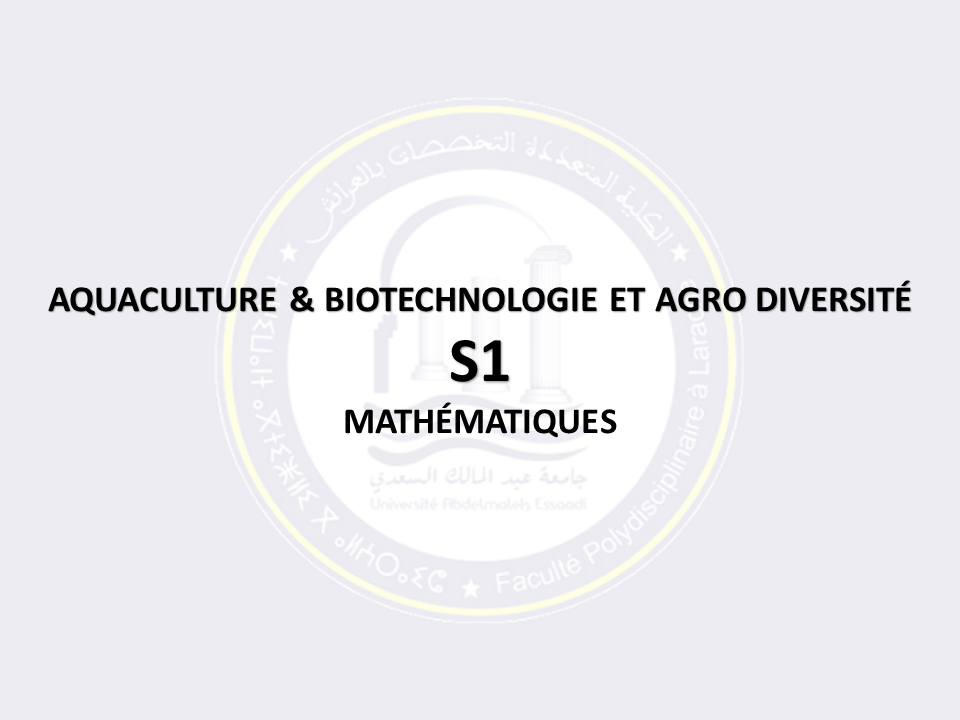 SV-S1-M5: MATHÉMATIQUES